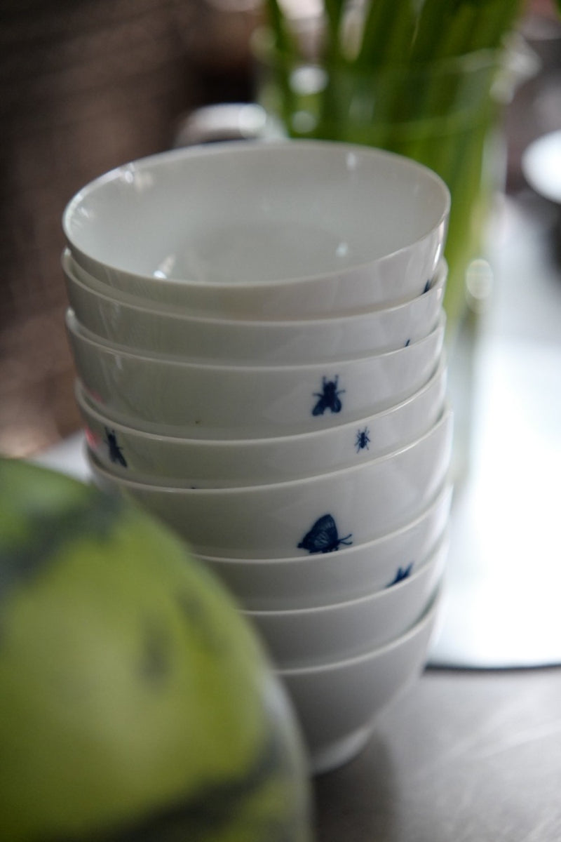 BUTTERFLY - Bowl porcelain with insect pattern, rice-bowl, snack-bowl ...